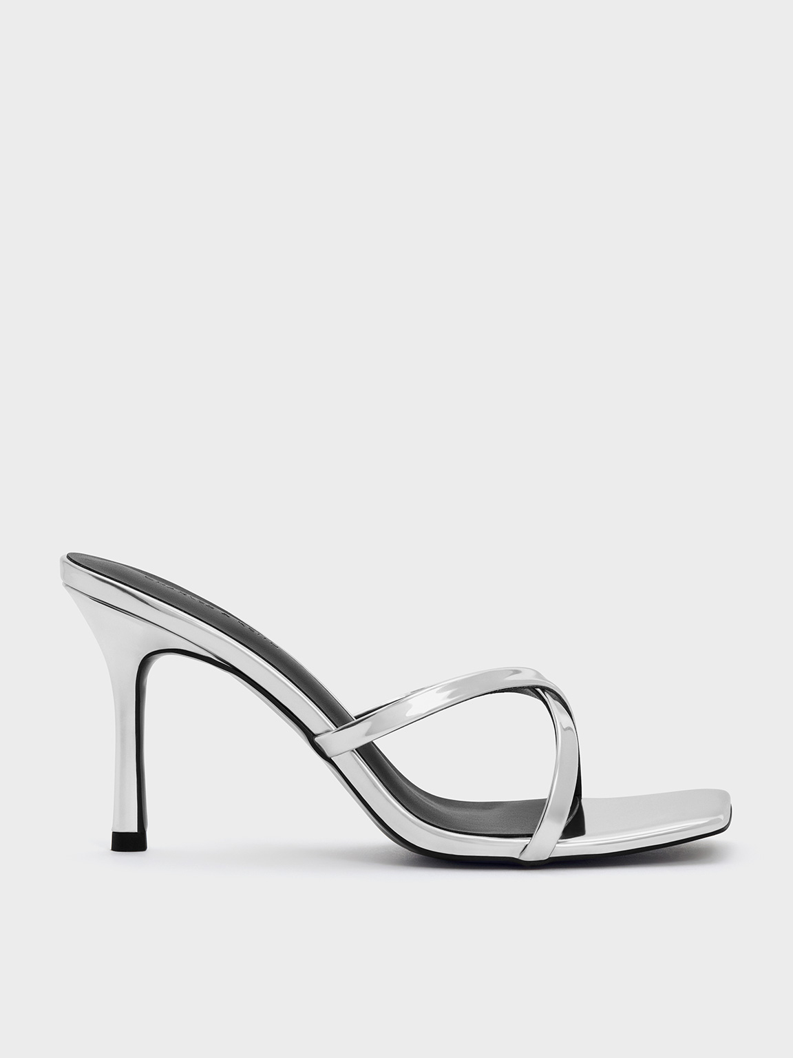 Silver Metallic Crossover-Strap Stiletto-Heel Sandals - Silver - Sale ...