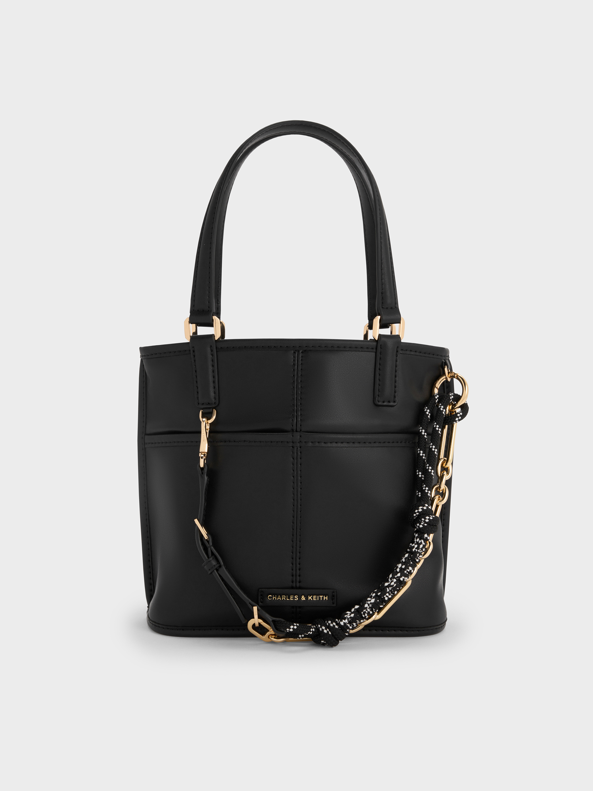 Túi tote Addison Knotted-Rope Double-Handle đen - Đen - Túi - CHARLES & KEITH VN