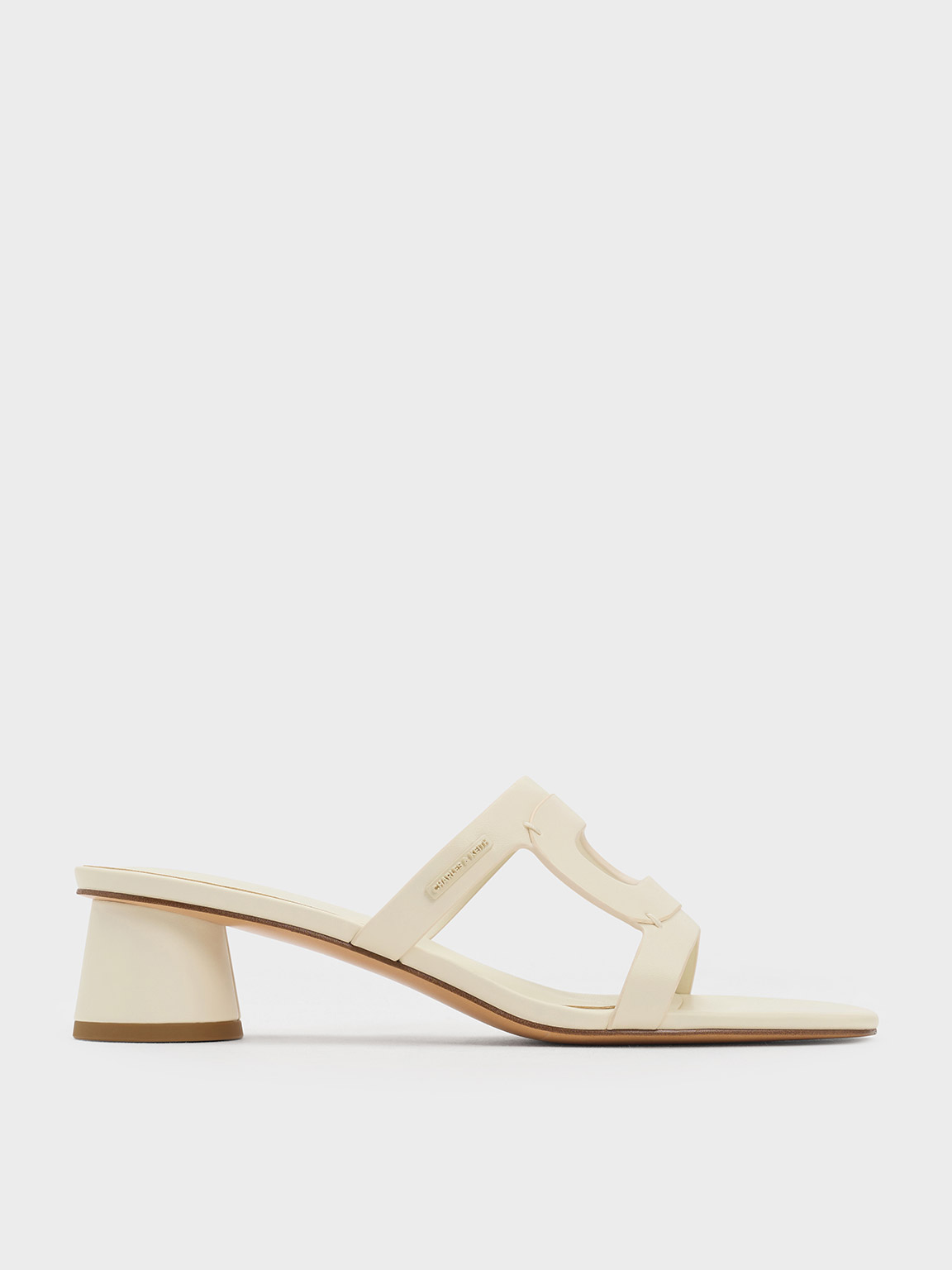 Chalk Easley Cut-Out Cylinder-Heel Mules - Chalk - CHARLES & KEITH VN