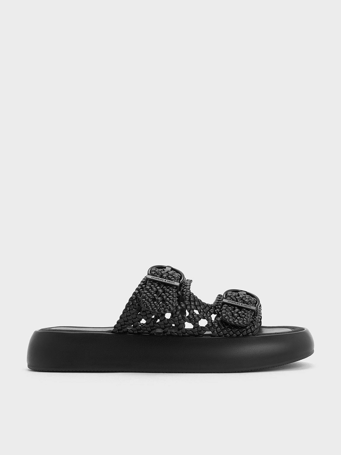 Dép quai ngang Woven Double-Strap Buckled đen - Đen - Giảm giá ...