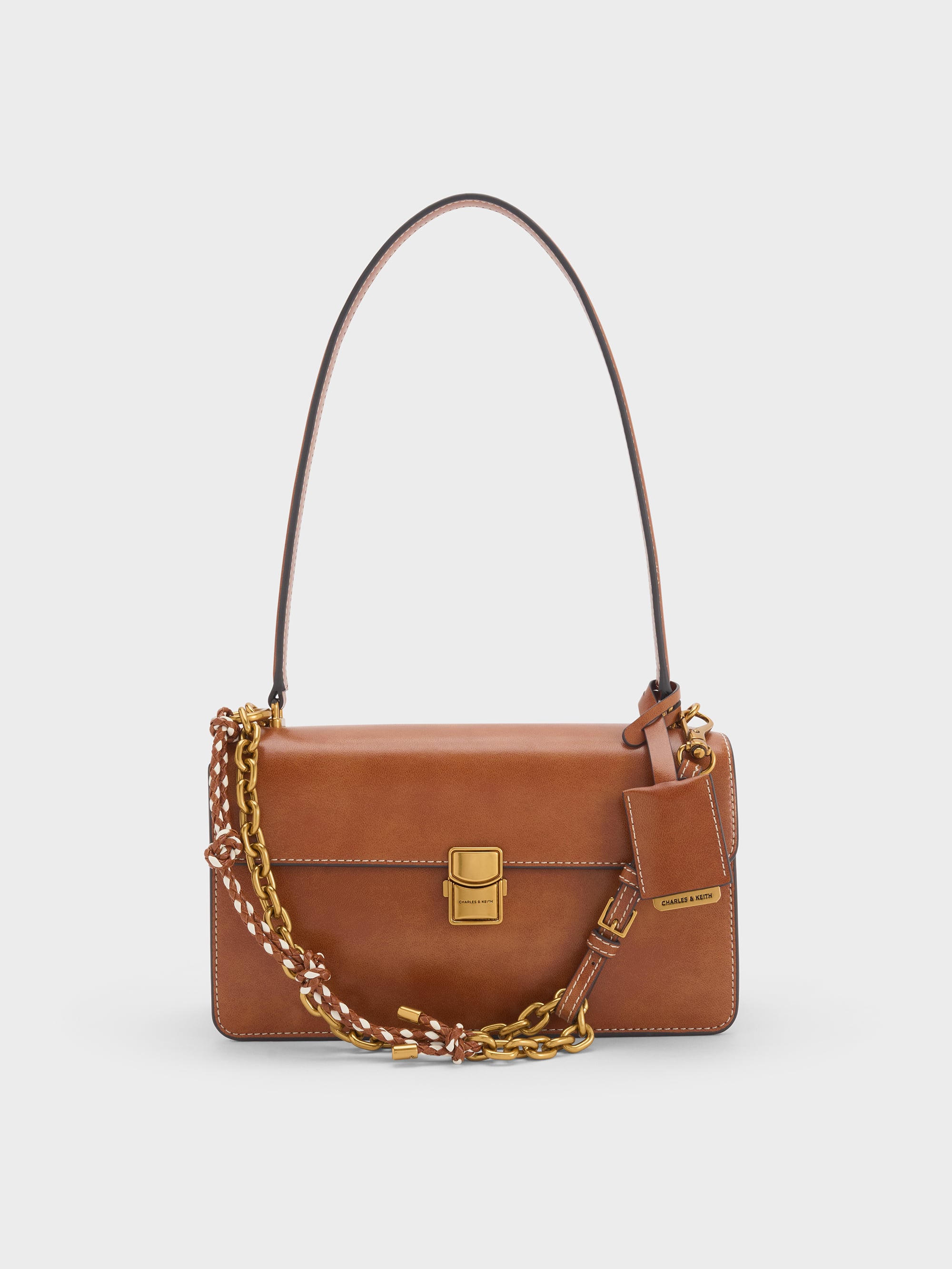 Túi đeo vai phom chữ nhật Acelynn - Distressed Tan - CHARLES & KEITH VN