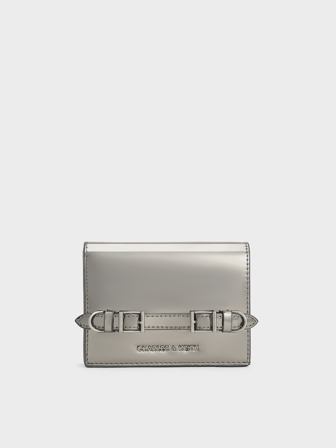 Sloane Metallic Chain-Handle Wallet - Pewter - CHARLES & KEITH VN