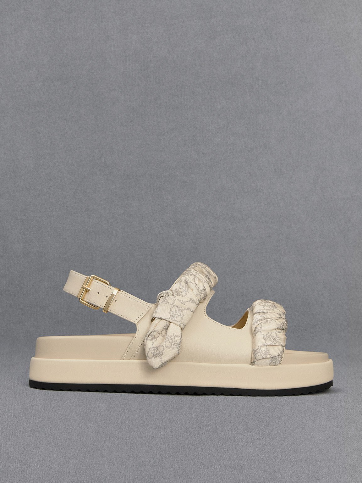 Giày sandals đế bệt Ruched-Strap phấn - Phấn - Giảm giá - CHARLES ...