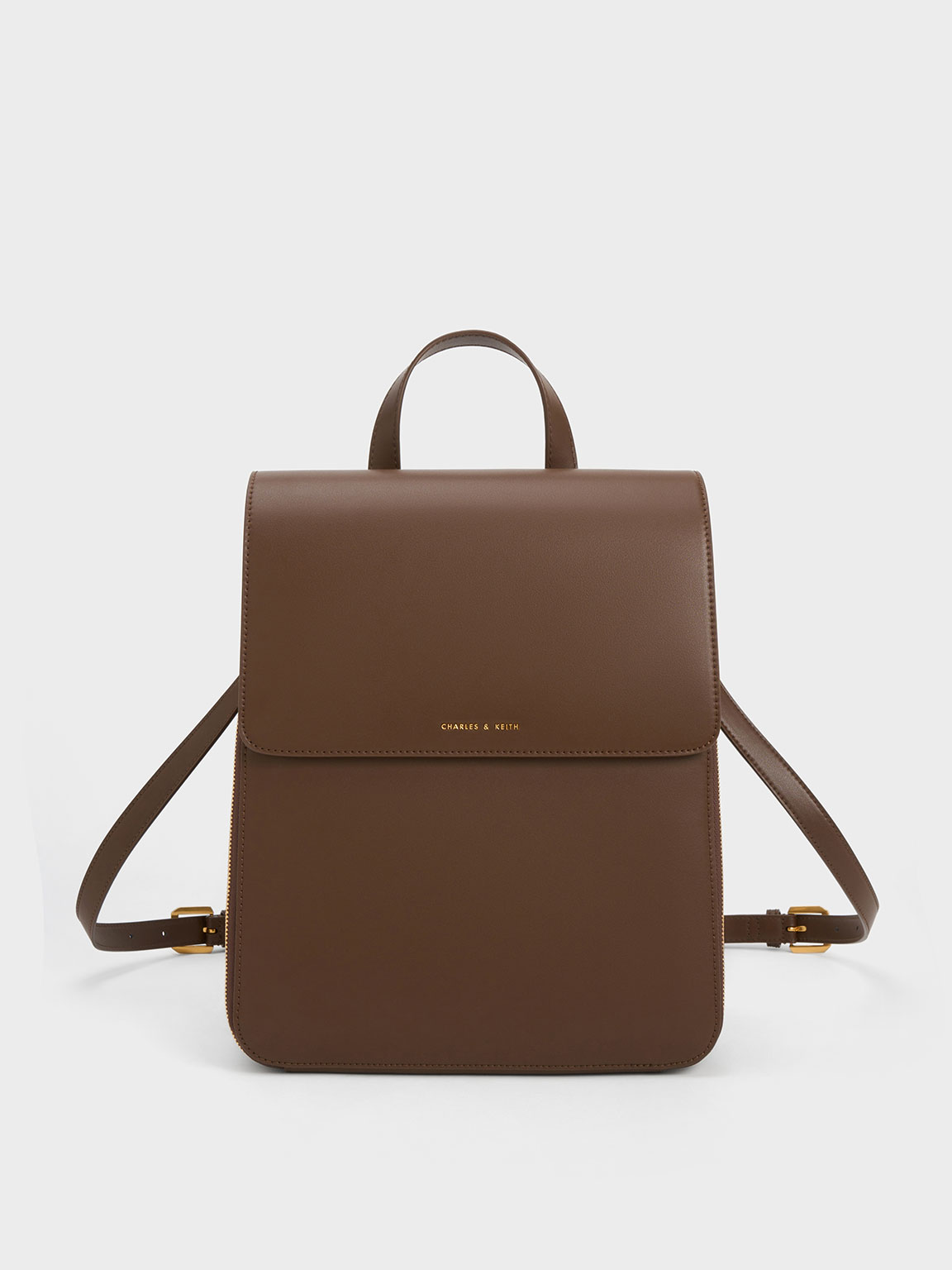 Balo chữ nhật nắp gập Front Flap Structured dk.brw - CHARLES & KEITH VN