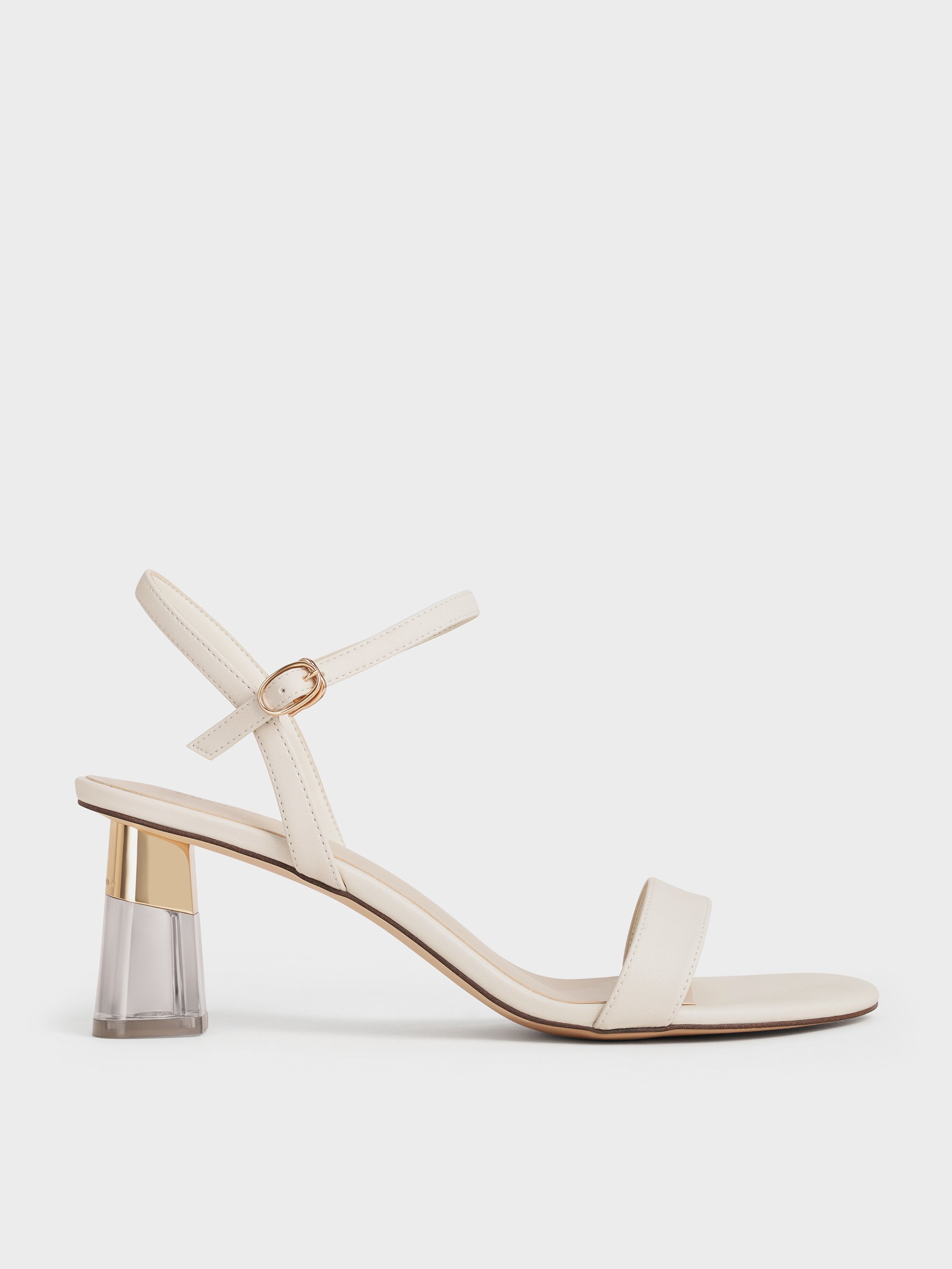 Giày sandals cao gót Clear Trapeze chalk - Phấn - Giày - CHARLES & KEITH VN