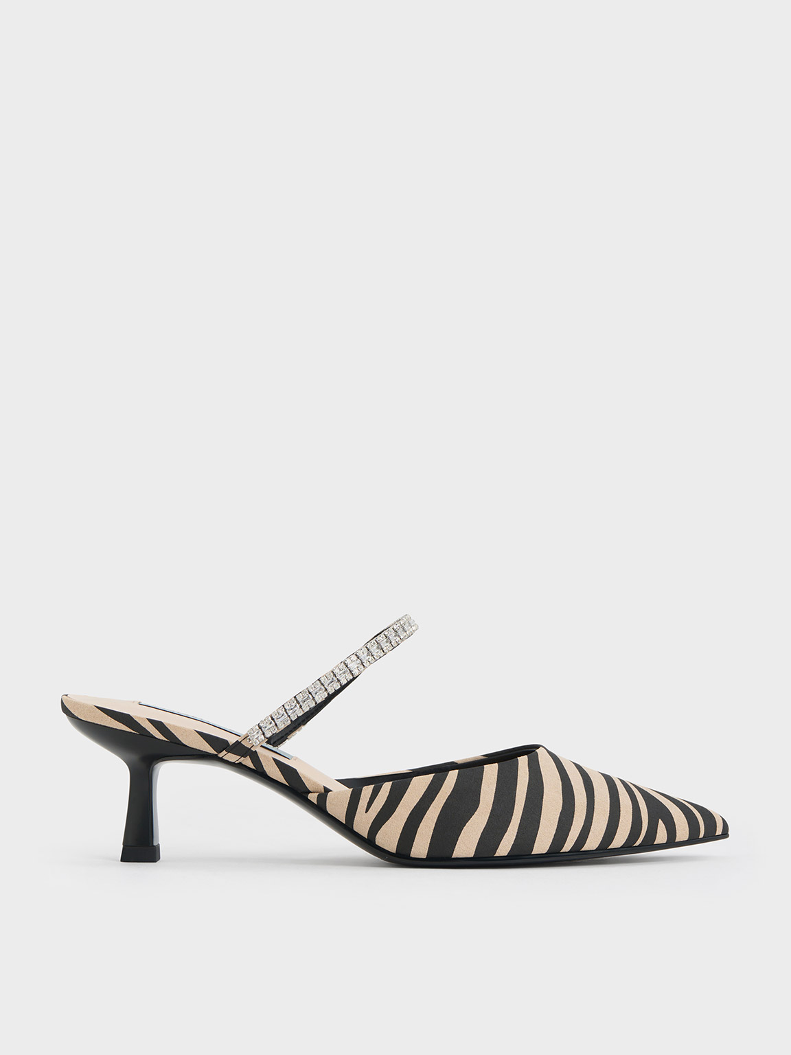 Animal Print Natural Ambrosia Zebra-Print Gem-Embellished Pointed-Toe ...